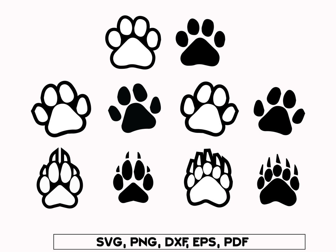 Dog Paw SVG, Set of Dog Foot Print Svg,png,dxf, Eps, Pdf , Cricut ...