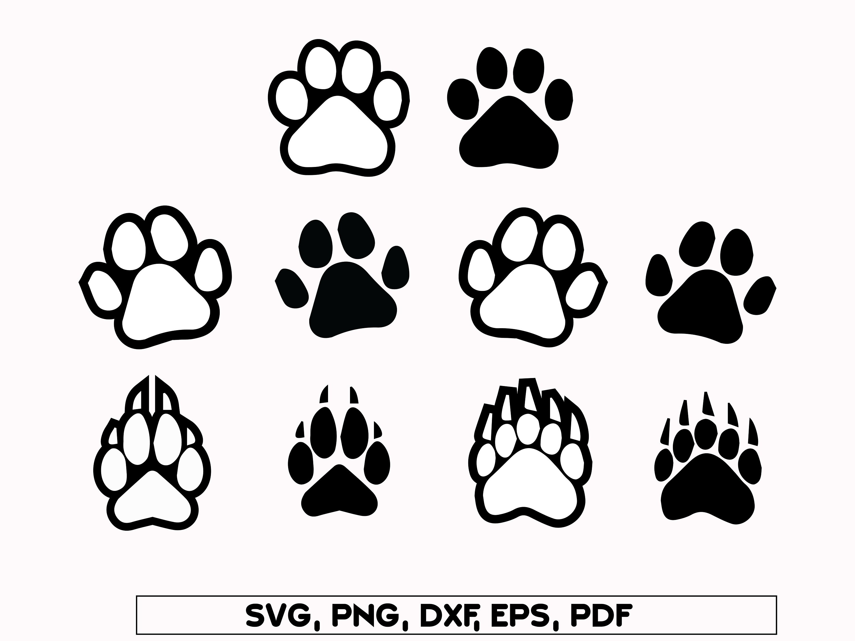 Dog Paw SVG, Set of Dog Foot Print Svg,png,dxf, Eps, Pdf , Cricut ...