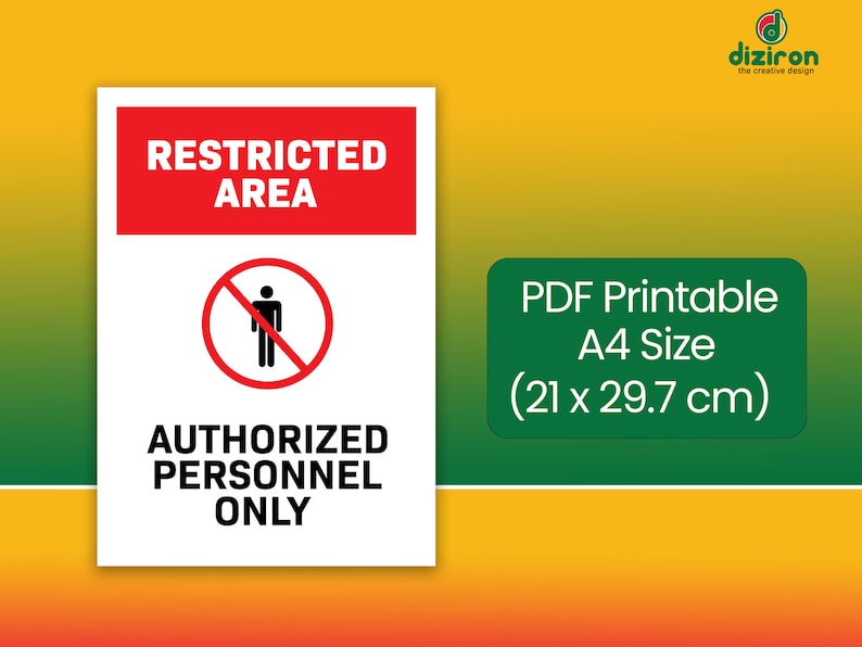 Printable Restricted Area Authorized Personnel Only, Signboard US ...