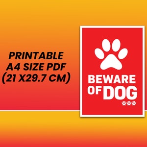 Printable Beware of Dog and Dogs Sign Board US Letter or A4 Size PDF ...