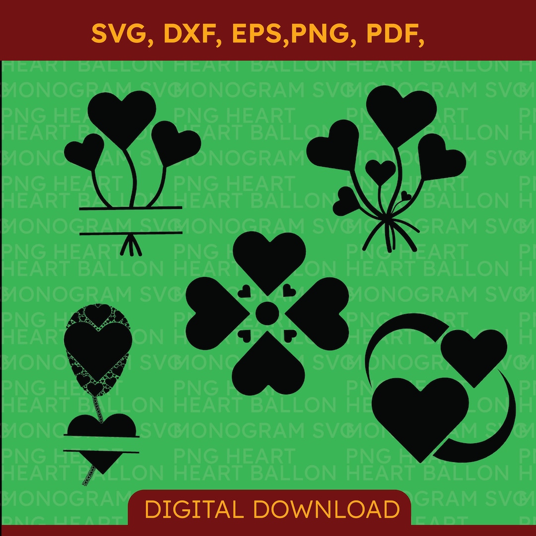 Heart SVG, Split Heart Monogram SVG, Beautiful Heart Clipart SVG ...