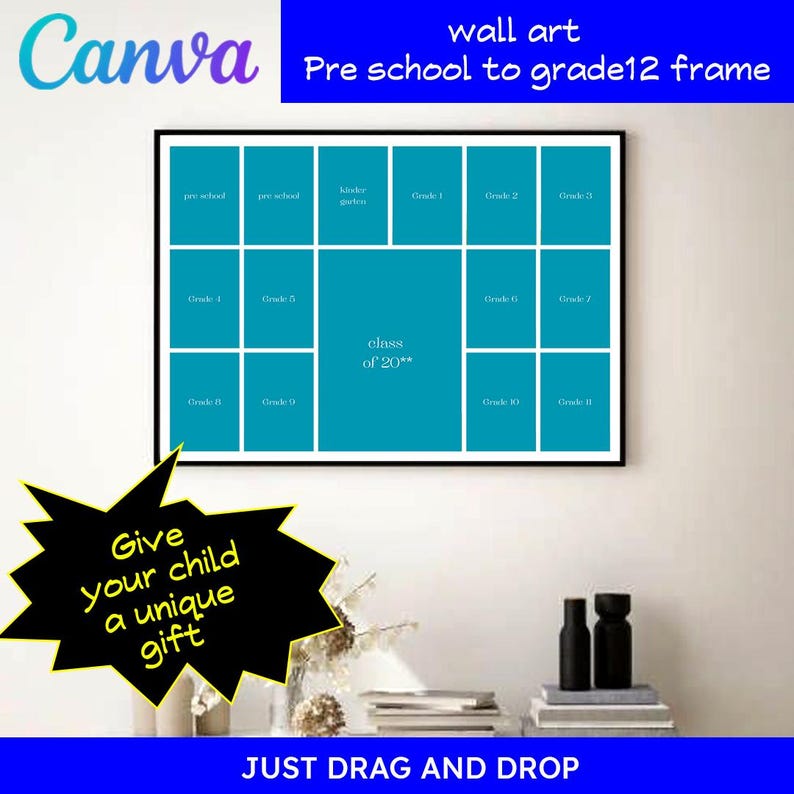 Editable School Years Frame Template | Kindergarten to 12th Grade Canva ...