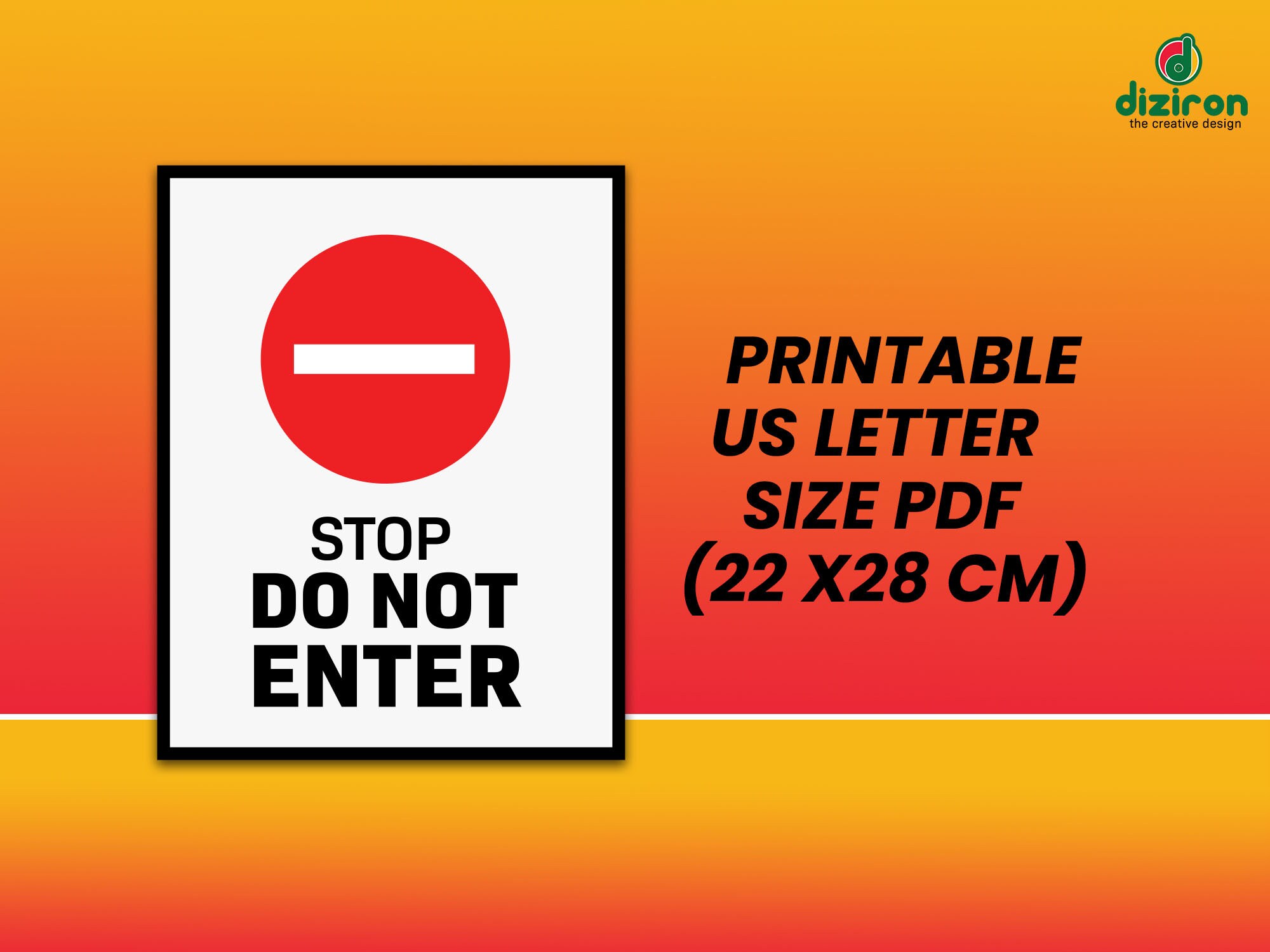 Printable Stop Do Not Enter Sign in US Letter and A4 Size PDF, Instant ...