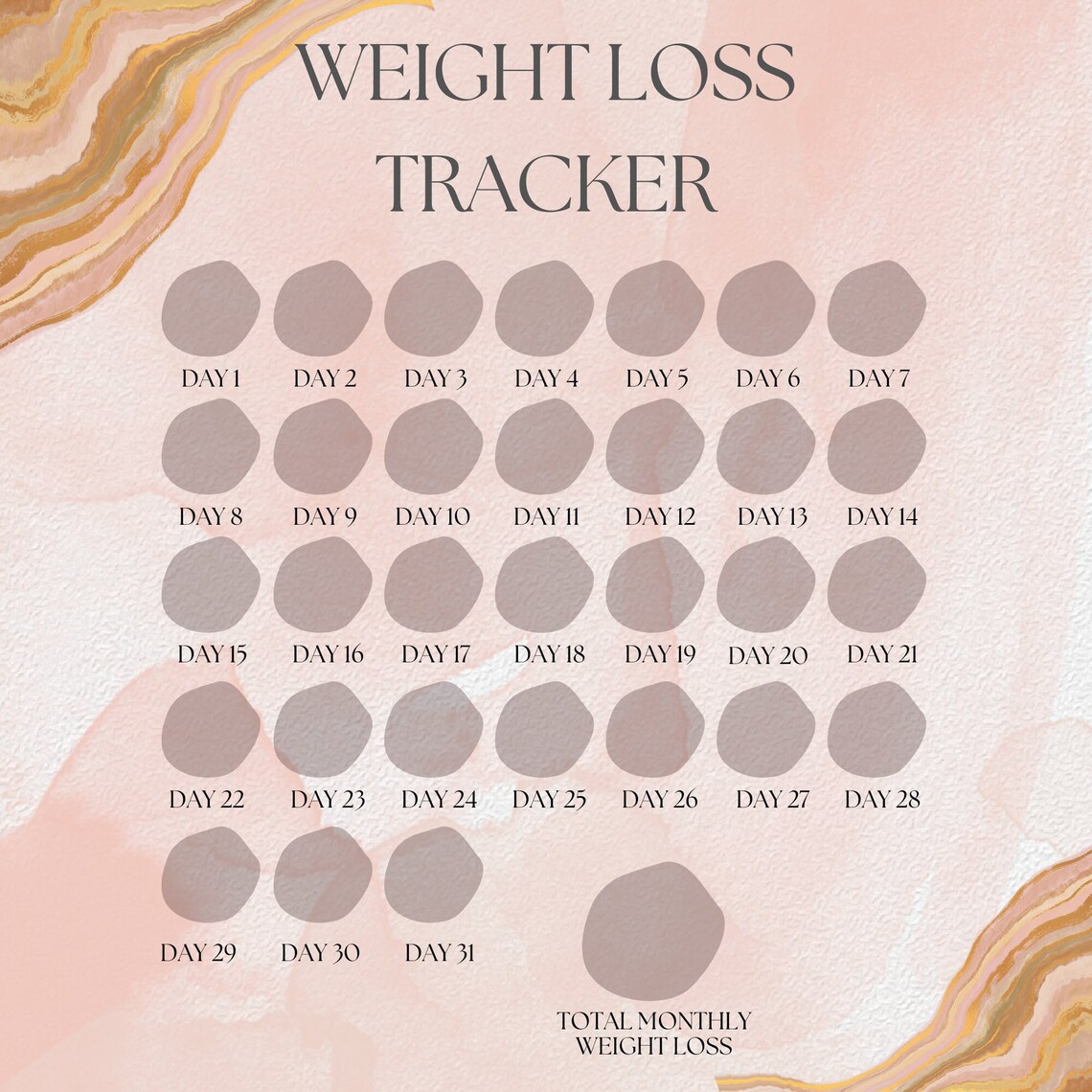 Daily and Weekly Weight Loss Tracker | Simple Weight Loss Tracker | Aesthetically Pleasing ...