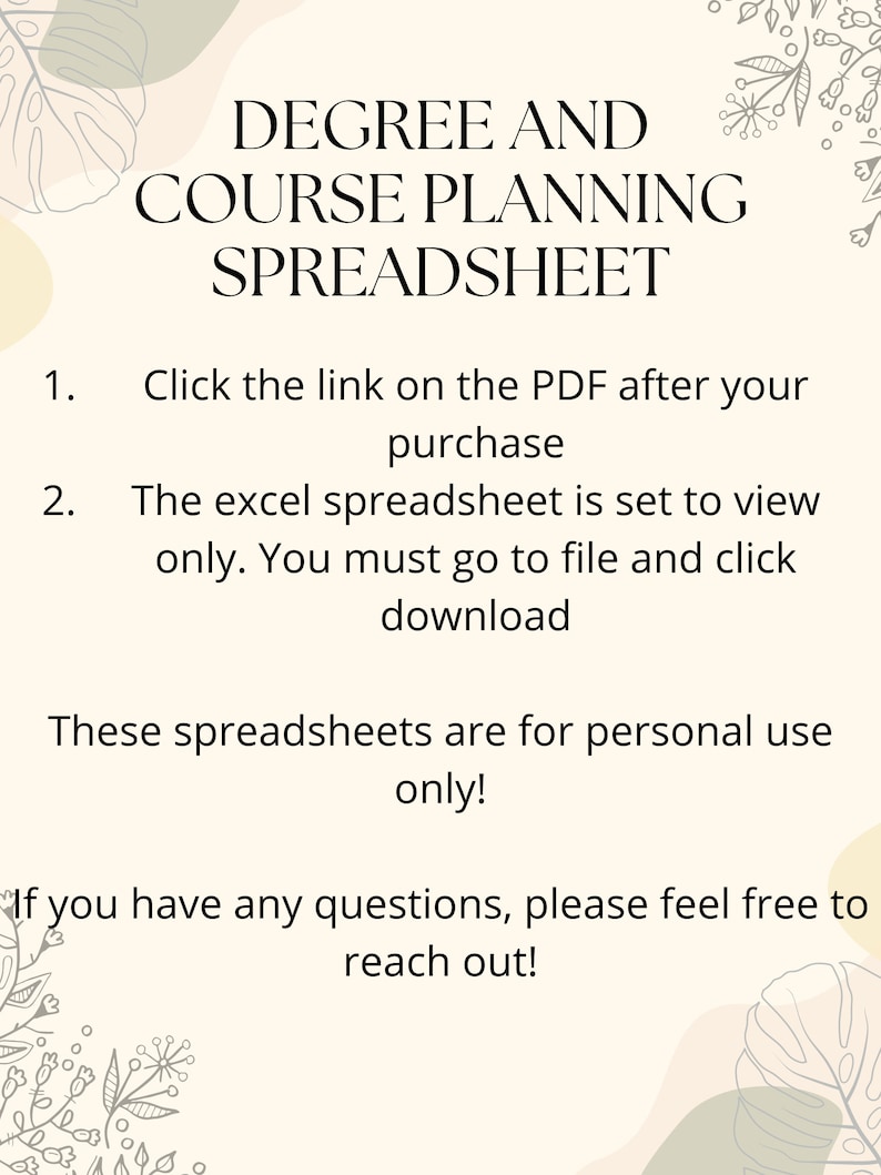 Degree Planning Course Planning Degree and Course Planning Spreadsheet ...