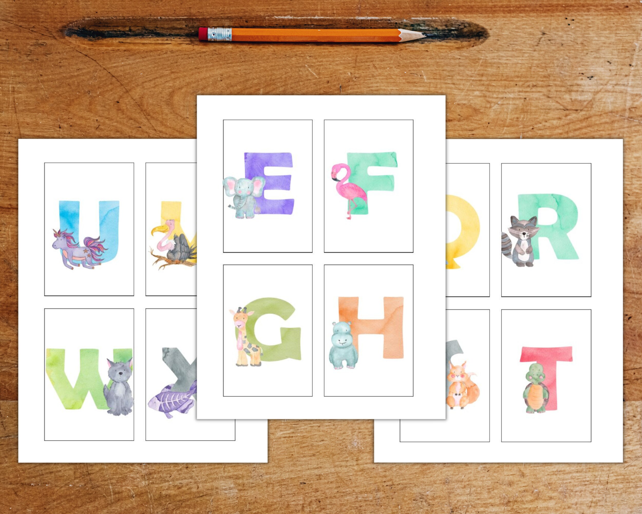 Animal Alphabet Card Set Alphabet Flash Cards Abc Nursery - Etsy