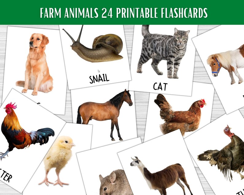 Farm Animals Cards, Farm Animals Printable Flashcards, Printable Cards ...