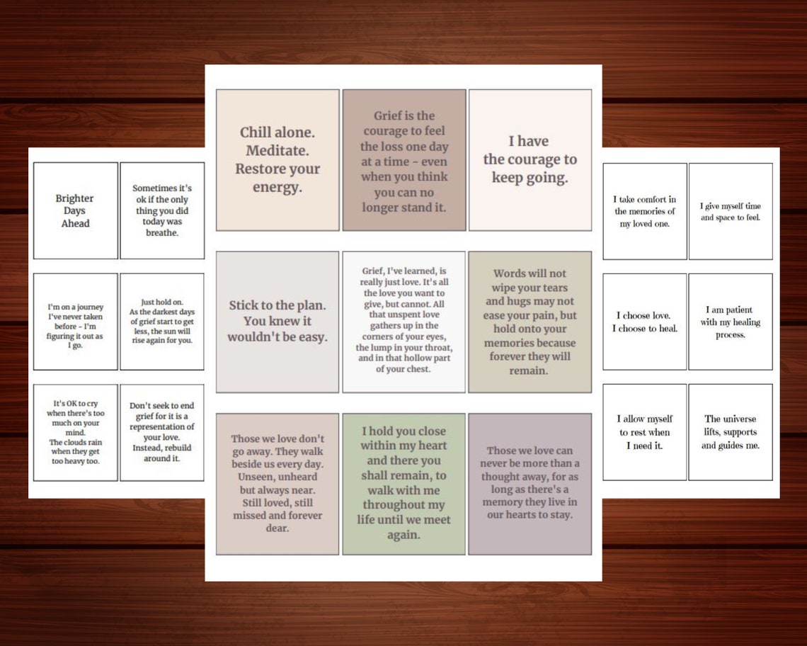 Printable Grief Affirmation Cards, 90 Grief Cards, Printable Grief ...