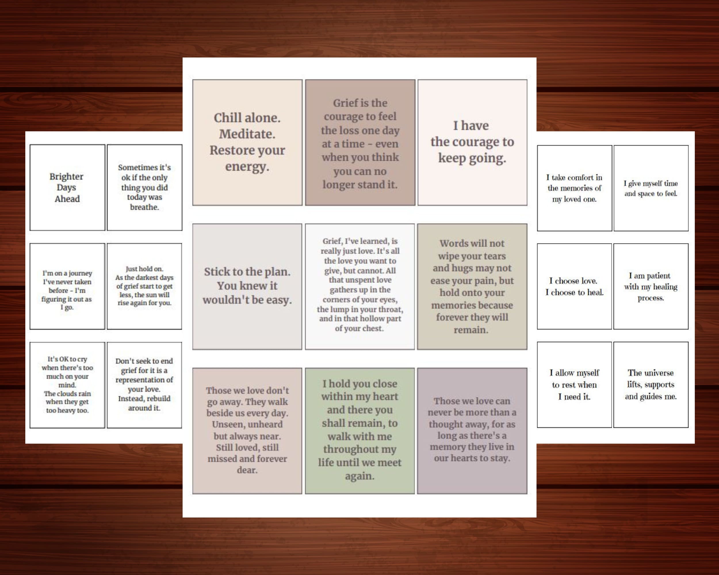 Printable Grief Affirmation Cards, 90 Grief Cards, Printable Grief ...