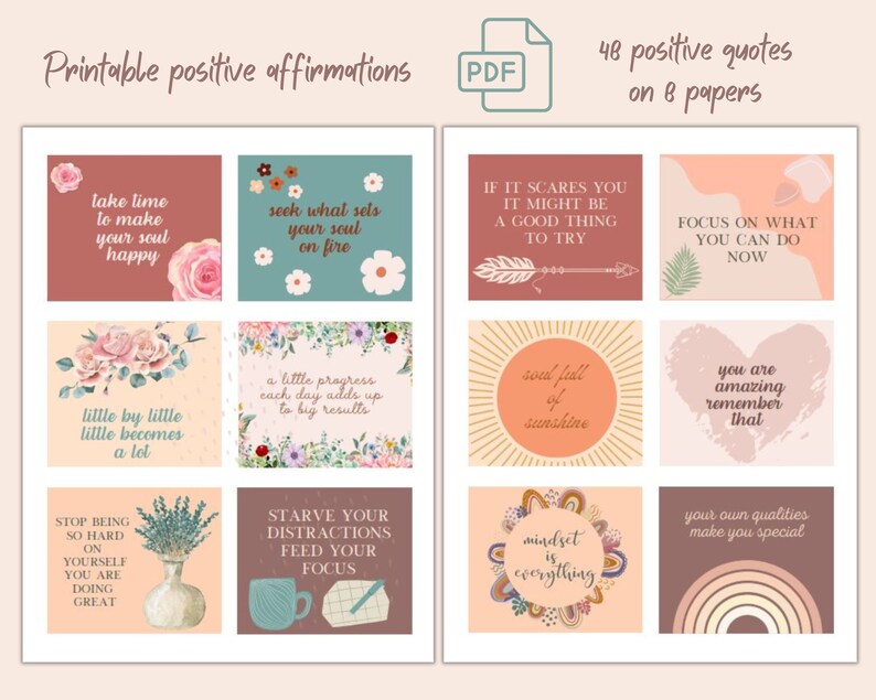 48 Positive Affirmation Cards, Printable Affirmation Cards, Printable ...