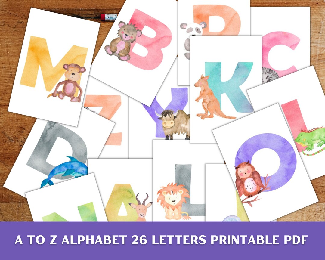 Animal Alphabet Card Set Alphabet Flash Cards Abc Nursery - Etsy