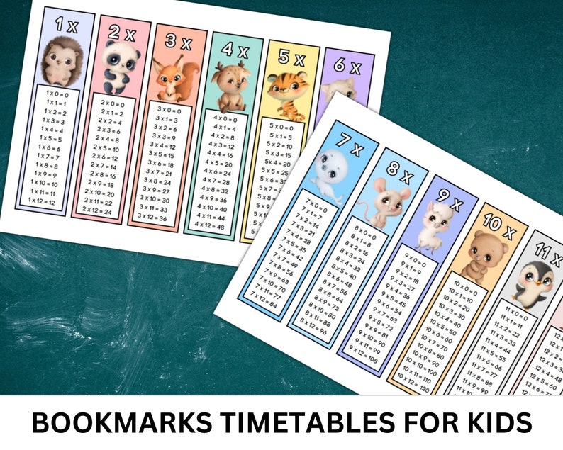 Kids Bookmarks With Multiplication Table, Kids Printable Bookmarks ...