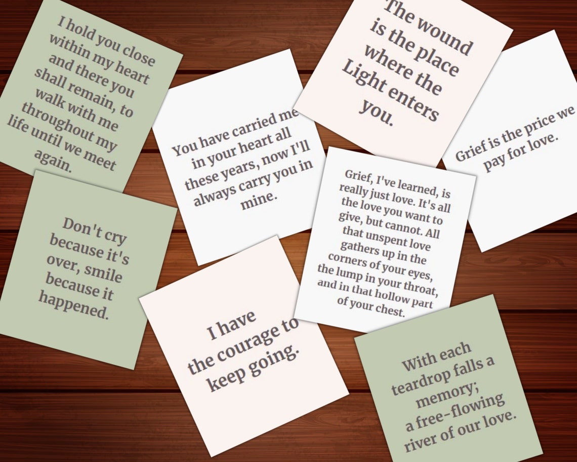 Printable Grief Affirmation Cards, 90 Grief Cards, Printable Grief ...