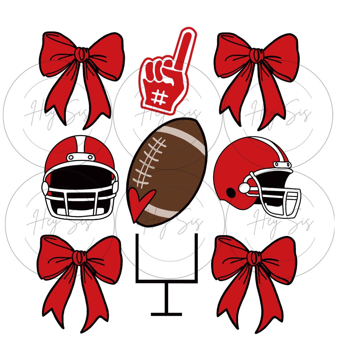 Red & Black Football Png Digital Download, Trendy, Sports, Cute, Bows ...