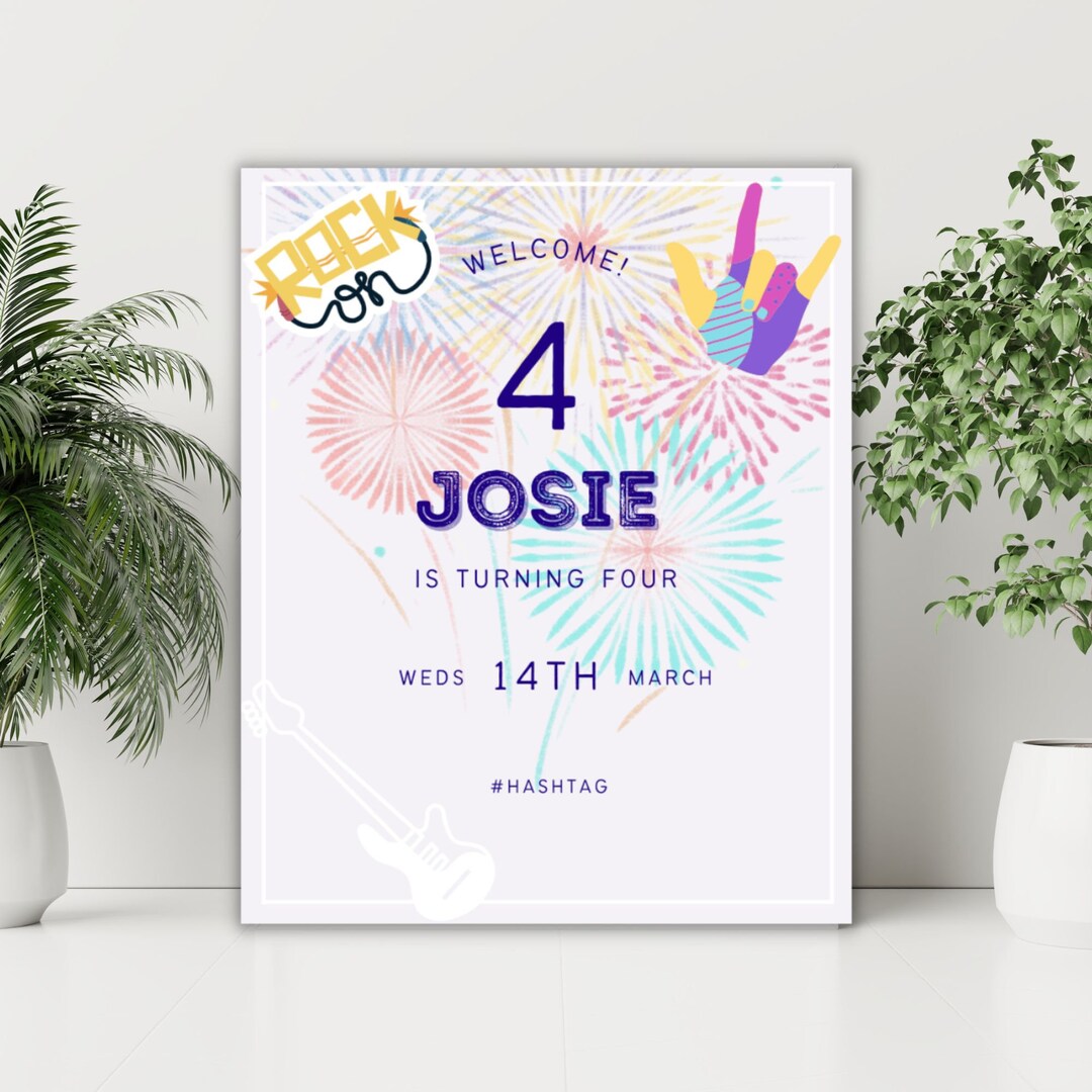 Rockstar Kid's Party Welcome Sign Customisable Template - Etsy