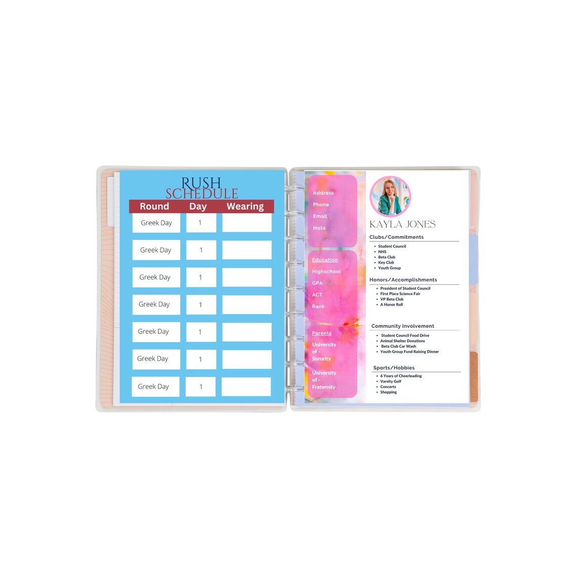 Ole Miss Sorority Planner for Rush, Digital Download, Sorority Rush ...