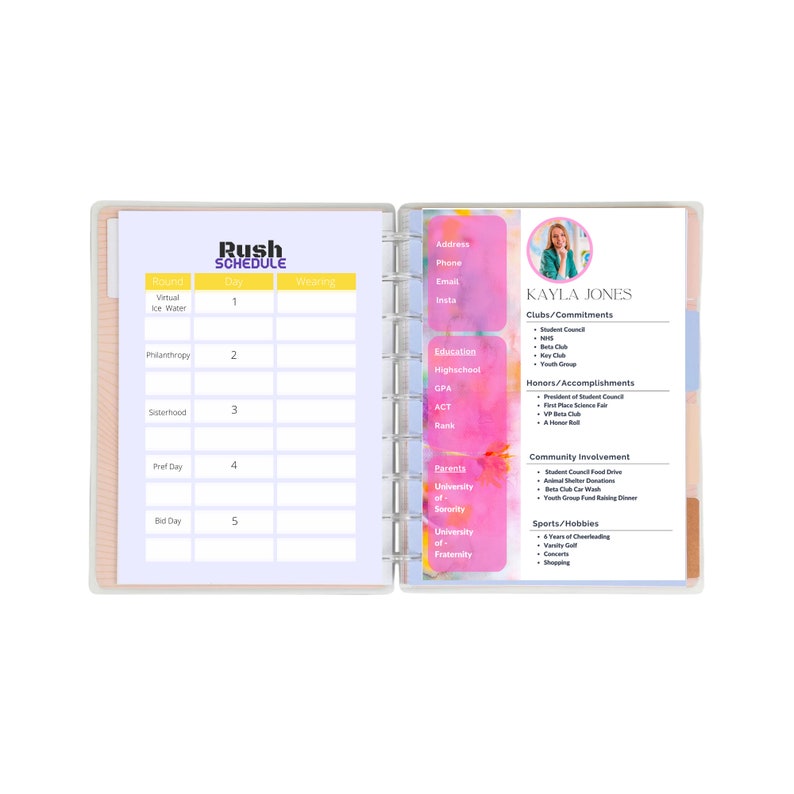 LSU Sorority Planner for Rush, Digital Download, Sorority Rush Notes ...