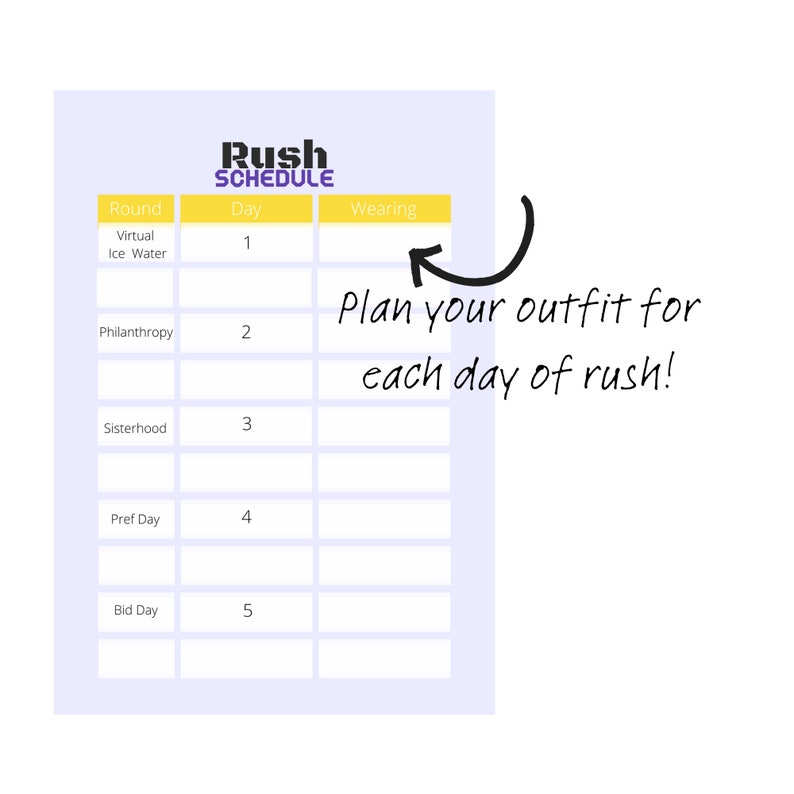 LSU Sorority Planner for Rush, Digital Download, Sorority Rush Notes ...