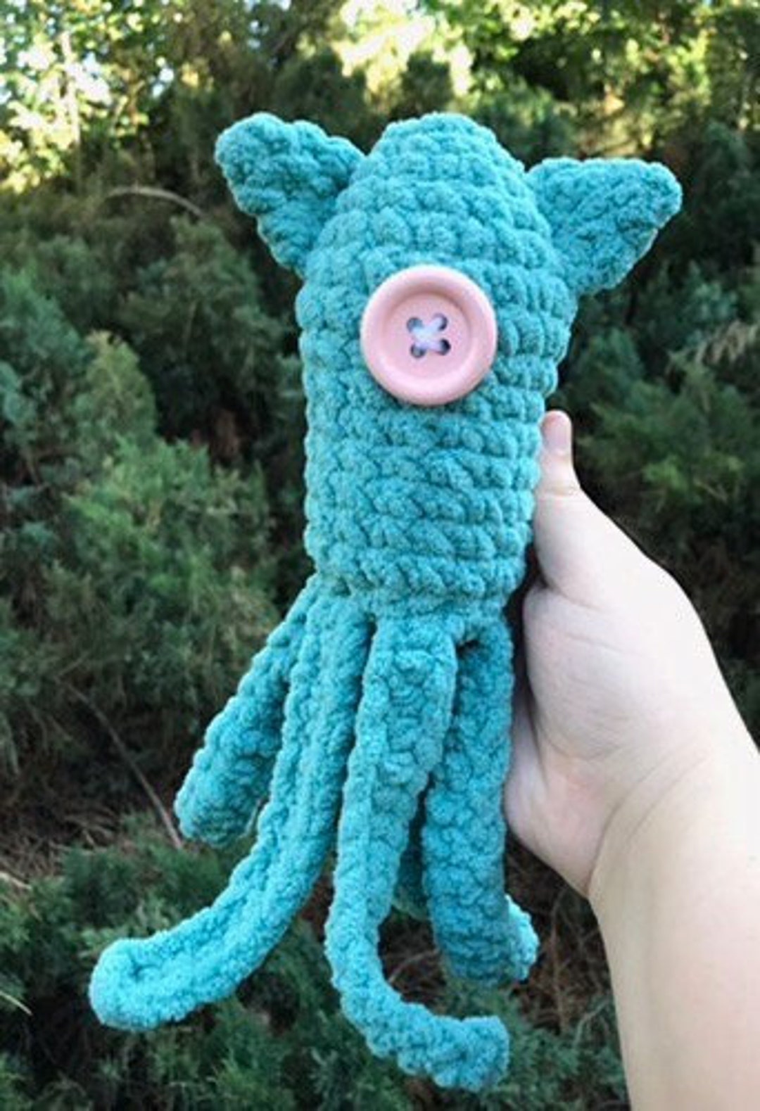Button Eyed Cat Squid Crochet Plushie (coraline Inspired) - Etsy