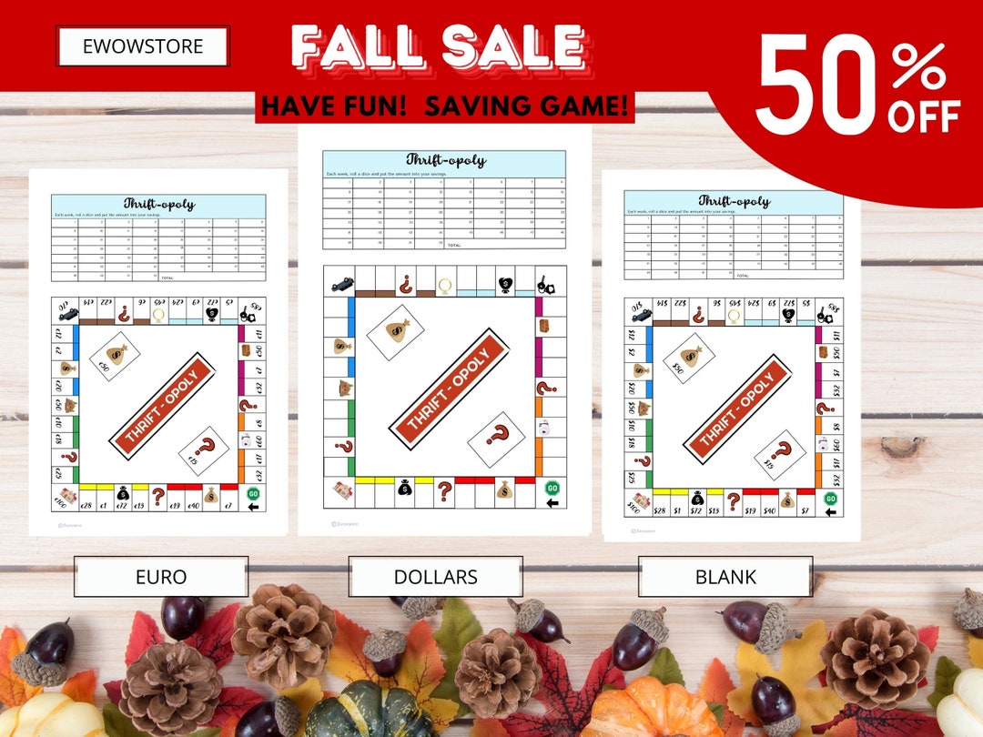 Monopoly Saving Challenge - Thriftopoly- Printable Journal Page ...
