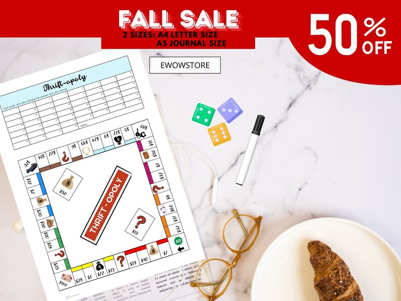 Monopoly Saving Challenge - Thriftopoly- Printable Journal Page ...