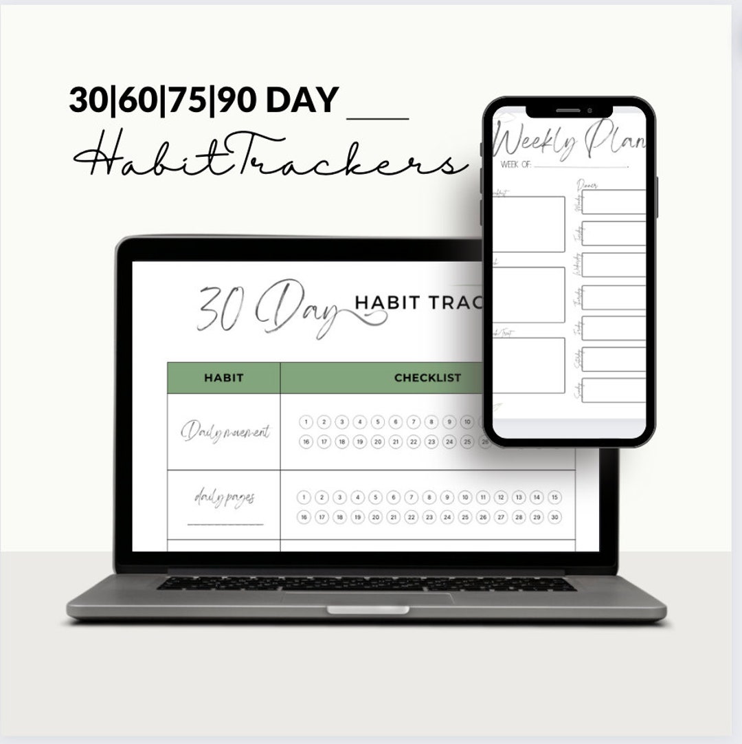 Habit Tracker 30 Day Challenge 30 60 75 90 Day Habit Tracker Monthly ...