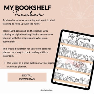 My Bookshelf | Book Tracker | 100 Books | Reading Log | Coloring Sheet ...
