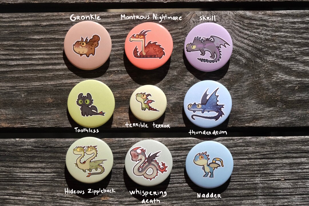 Bundle 9 Buttons Pins Dragons - Etsy