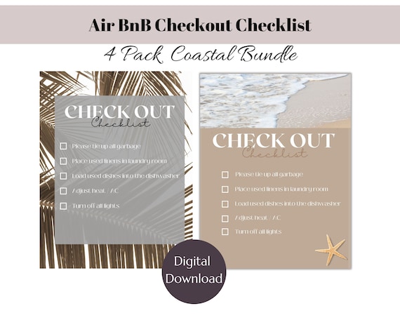 Air Bnb Checkout Checklists for Guests to Download Checklist - Etsy