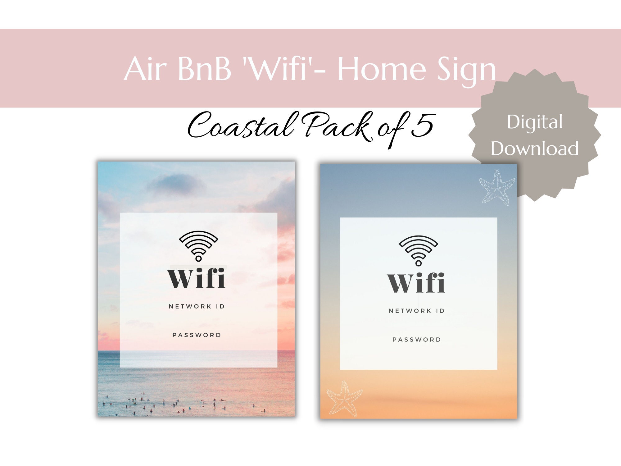 WIFI Password Sign Printable, Wifi Sign, Editable Wifi Sign Template, 5 ...