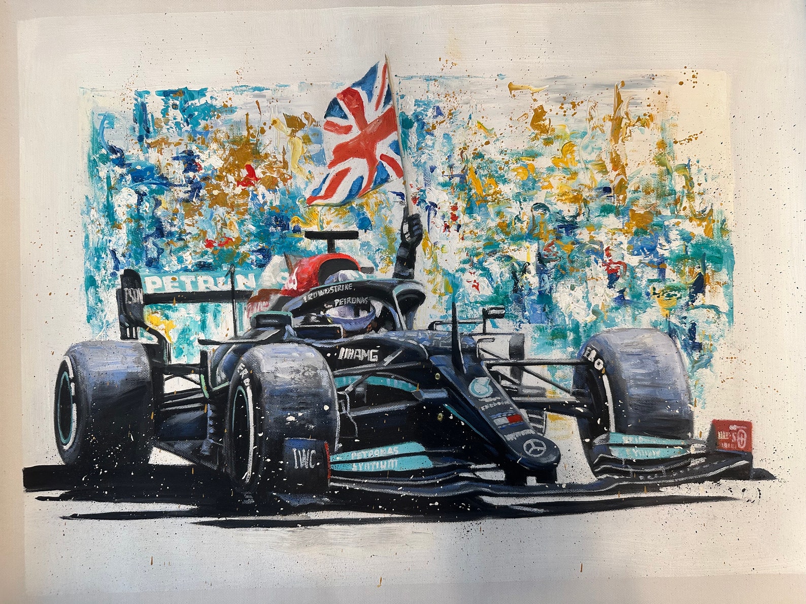 Lewis Hamilton HANDMADE Oil Painting on Canvas Limited Edition 2 of 3 ...
