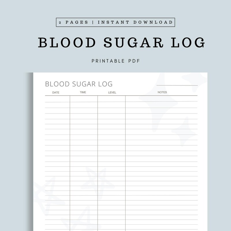 Printable Sugar Level Chart - Etsy