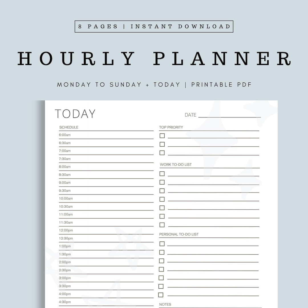 Hourly Schedule Planner Printable | Daily Time Blocking Template ...