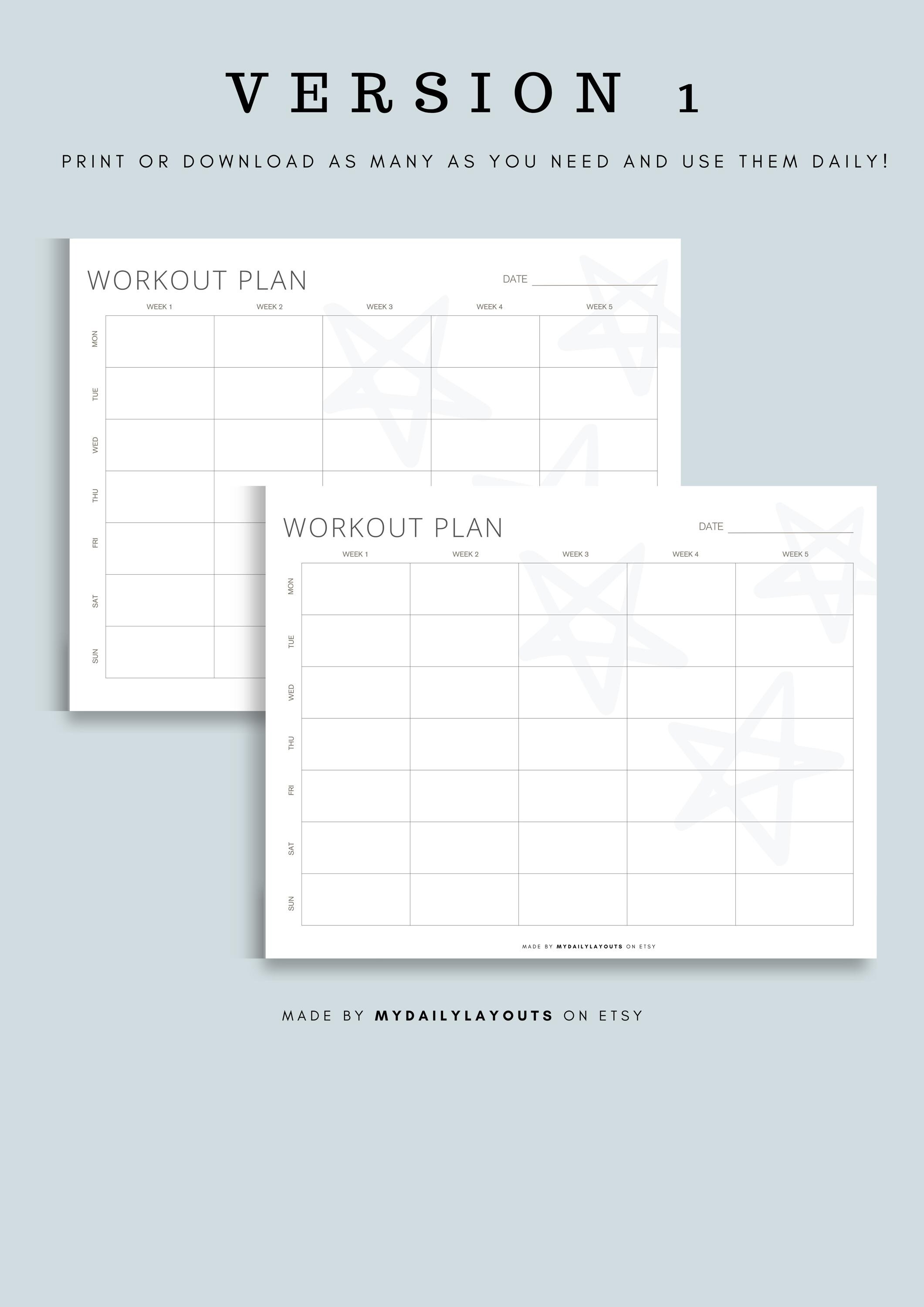 Monthly Workout Planner | 30 Days Fitness Schedule Template | Digital ...