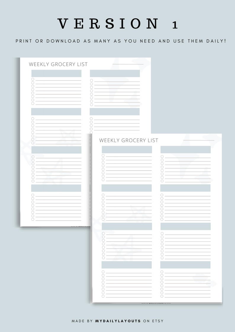 Minimalist Grocery List Printable | Meal Planning Shopping List ...