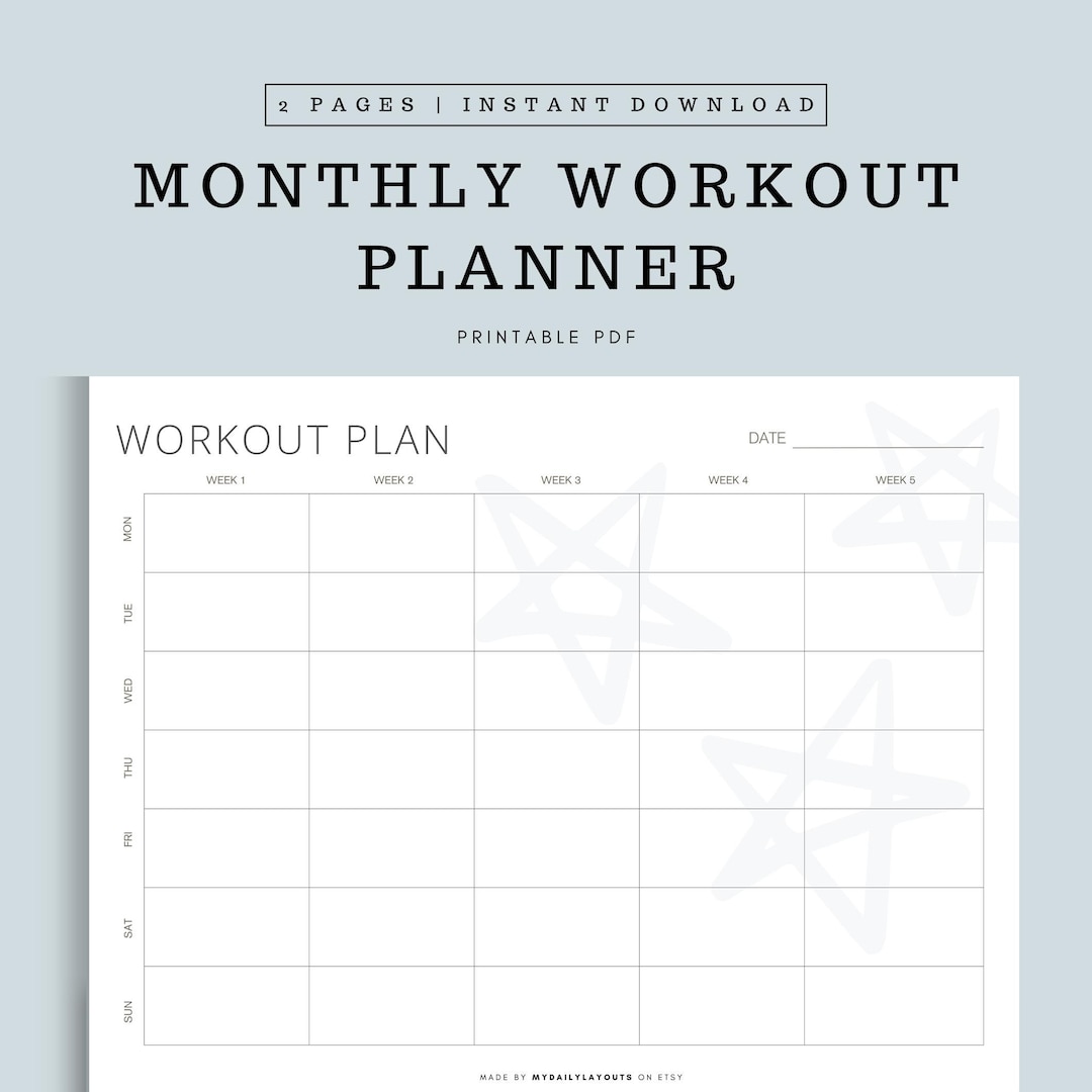 Monthly Workout Planner | 30 Days Fitness Schedule Template | Digital ...