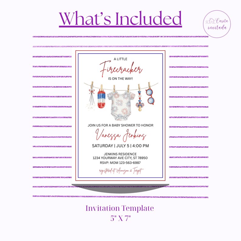 4th of July Baby Shower Invitation| Little Firecracker| Editable ...
