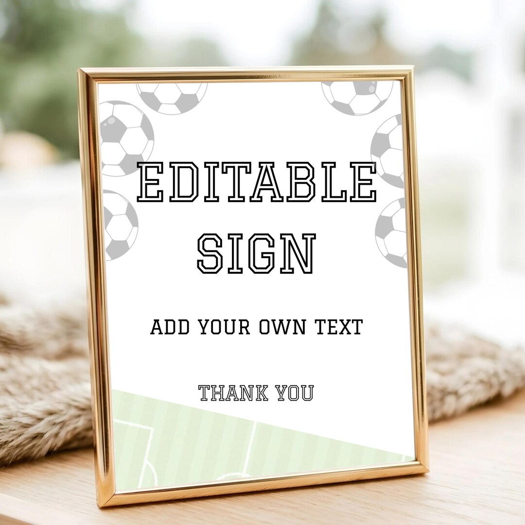 Soccer Editable Table Sign| Editable Template (digital Download) S001C ...