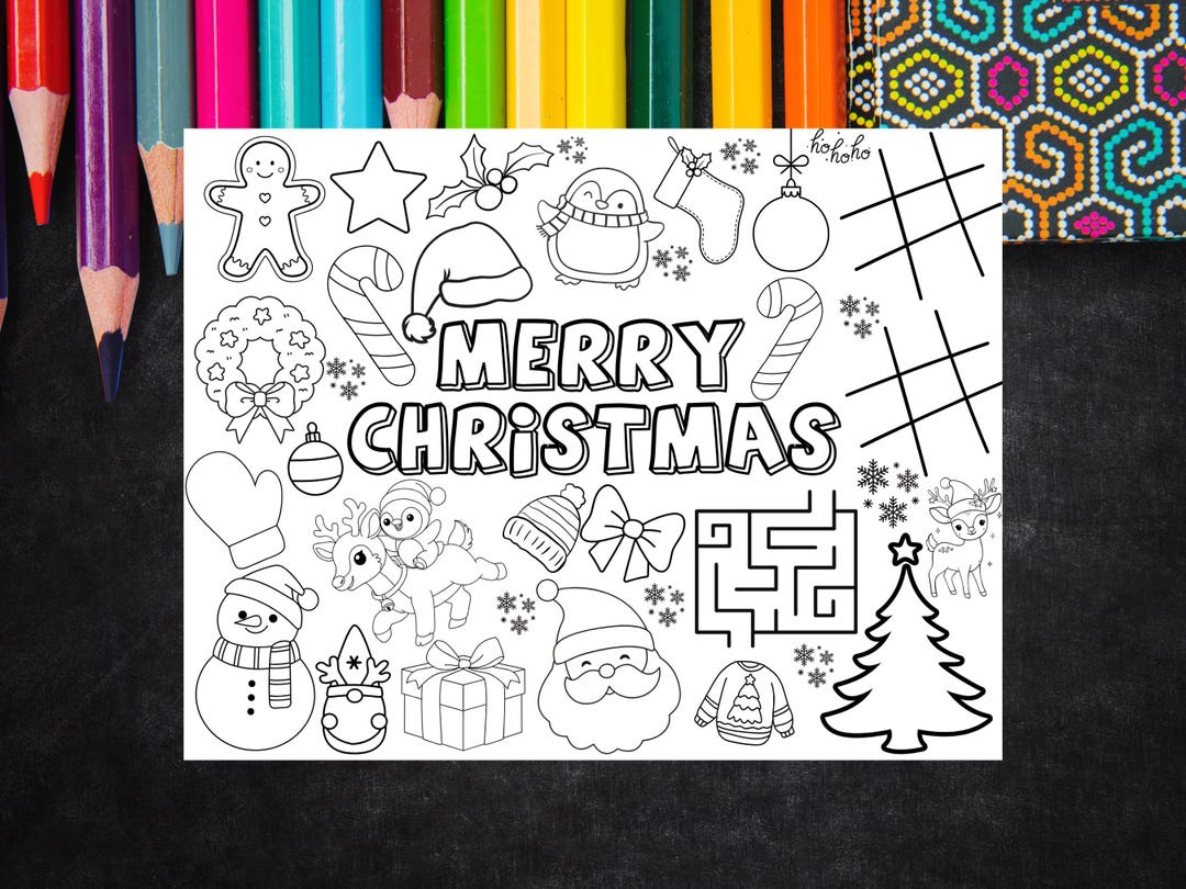 Merry Christmas Coloring Page: Kids Party Activity (digital Download ...