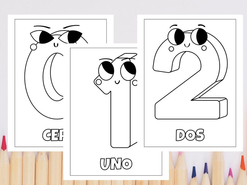 Spanish Numbers Coloring Book: Kids Educational Activity (digital ...