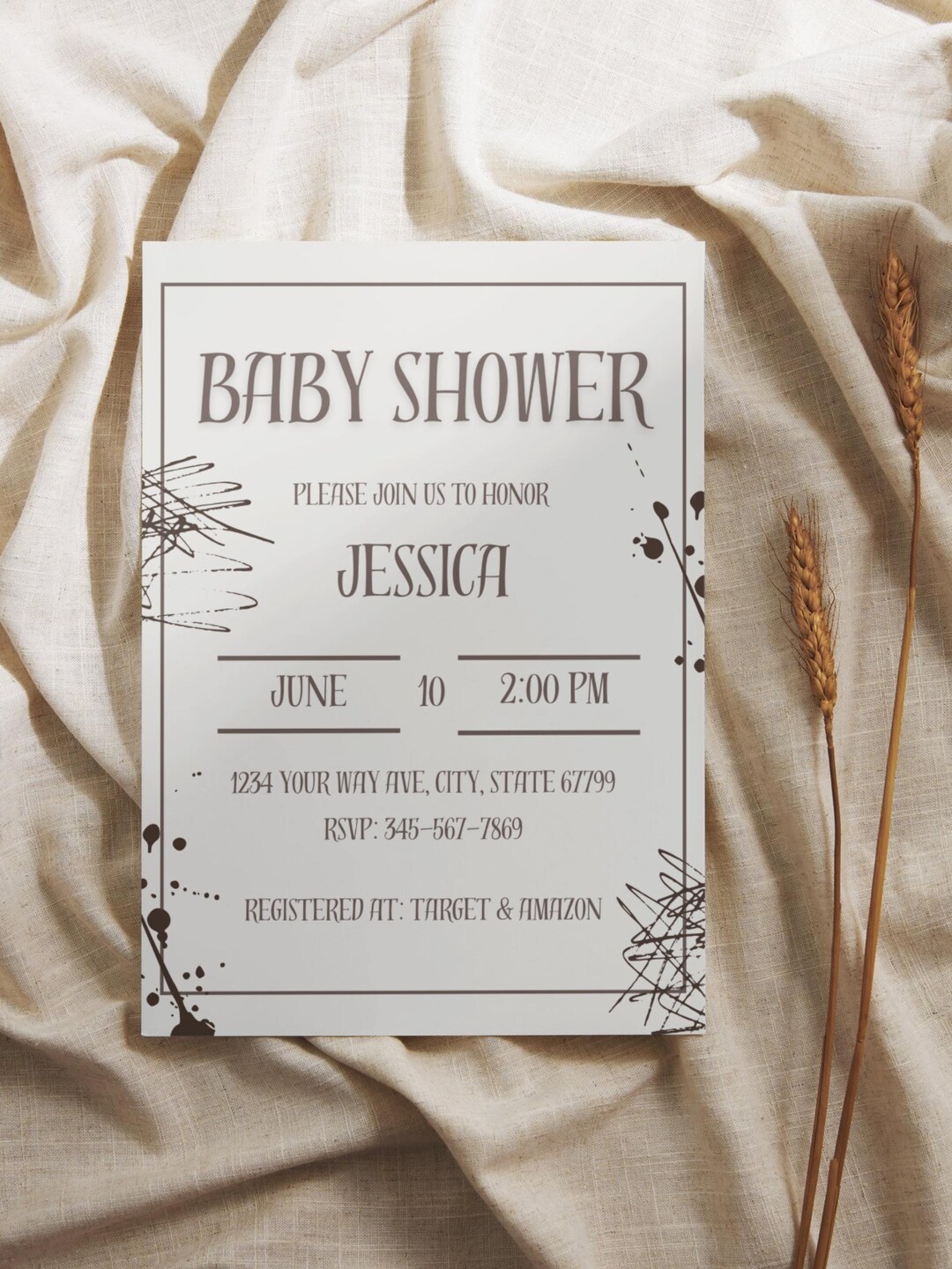 Modern Neutral Birthday Invitation | Minimalist Design | Digital ...