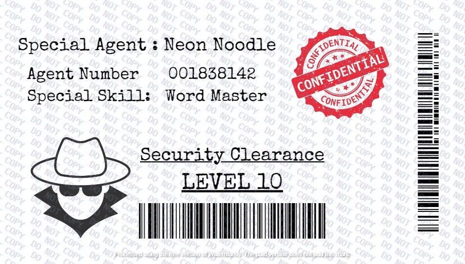 Top Secret Spy Party Special Agent Clearance Badge Template - Etsy