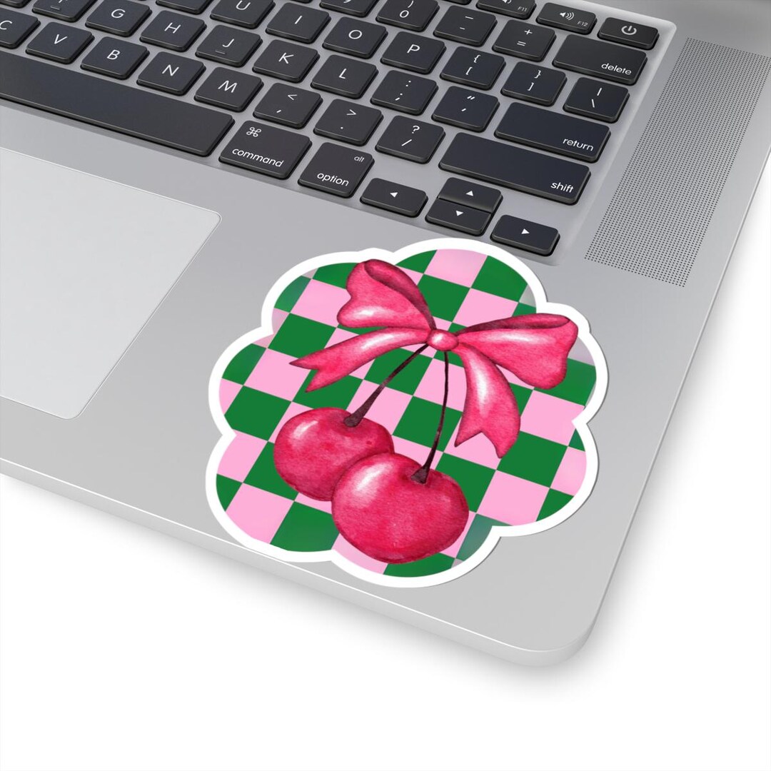 Cherry Checkered Kiss Cut Sticker - Etsy