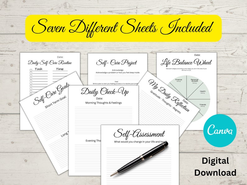 Self-care Planner Printable | Self-love Journal | Mental Health ...