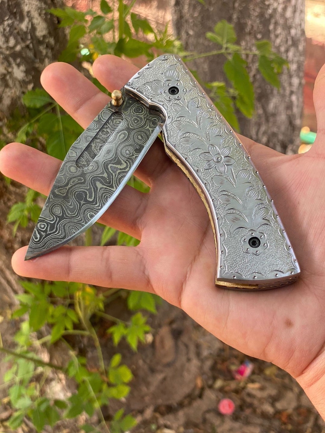 Custom Hand Engraved Knife Pocket Knife for Men Groomsmen Gift Hunting ...