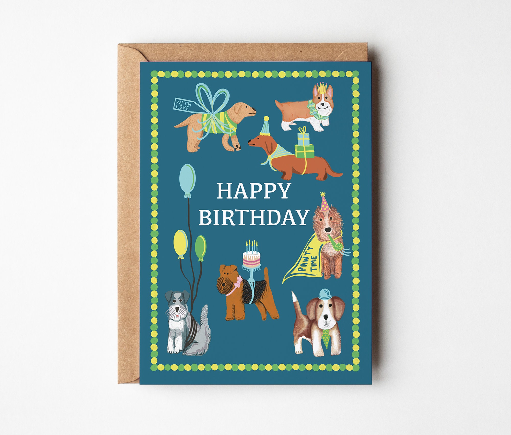 Dog Birthday Card Happy Birthday Card Cute Dog Card Funny Birthday Card ...