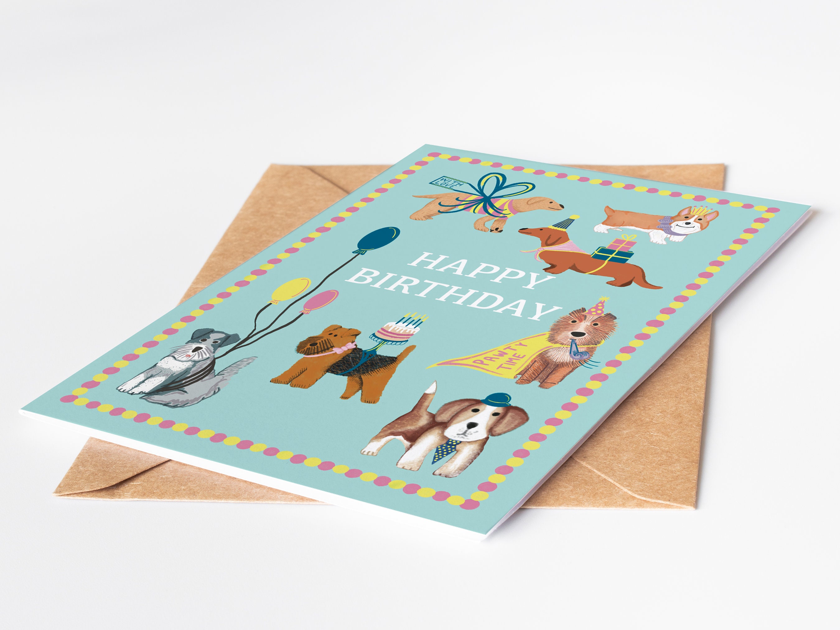 Dog Birthday Card Happy Birthday Card Cute Dog Card Funny Birthday Card ...