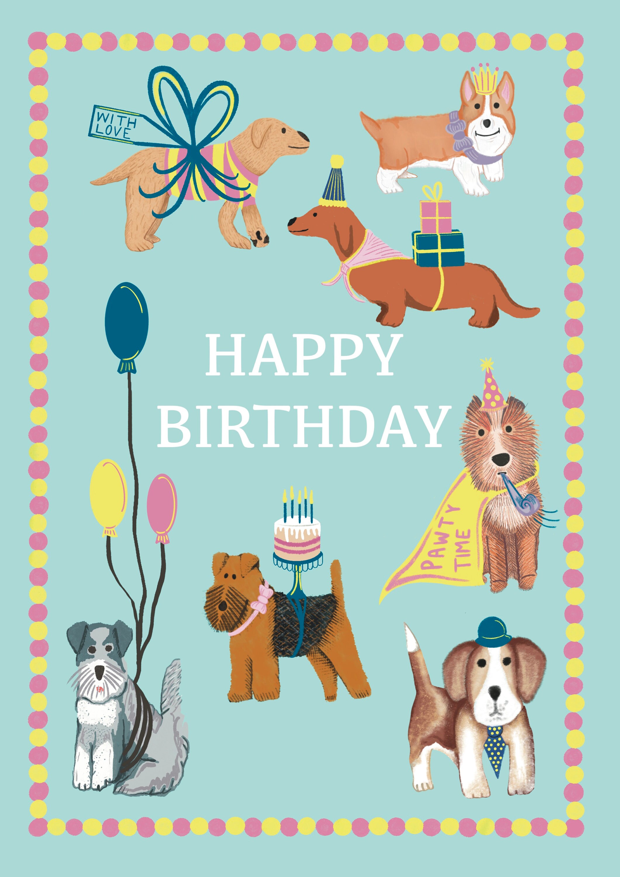 Dog Birthday Card Happy Birthday Card Cute Dog Card Funny Birthday Card ...