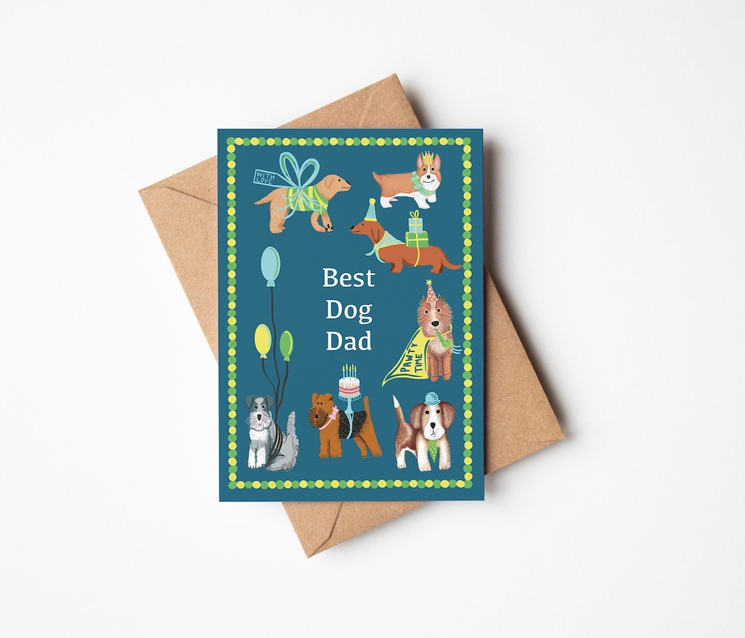 Dog Dad Card Dog Birthday Card From the Dog Happy Birthday Card Cute ...