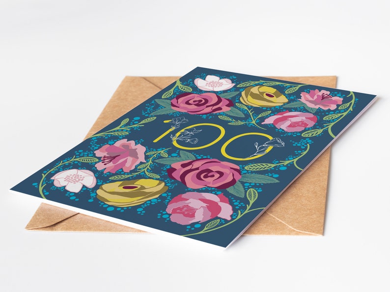 100th Birthday Card, Milestone Gift, Greeting Cards, Can Post Directly ...